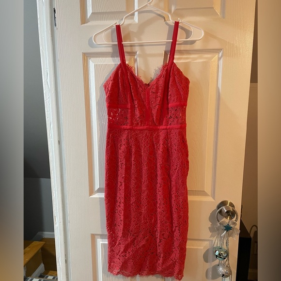 Express | Dresses | Red Express Lace Dress | Poshmark